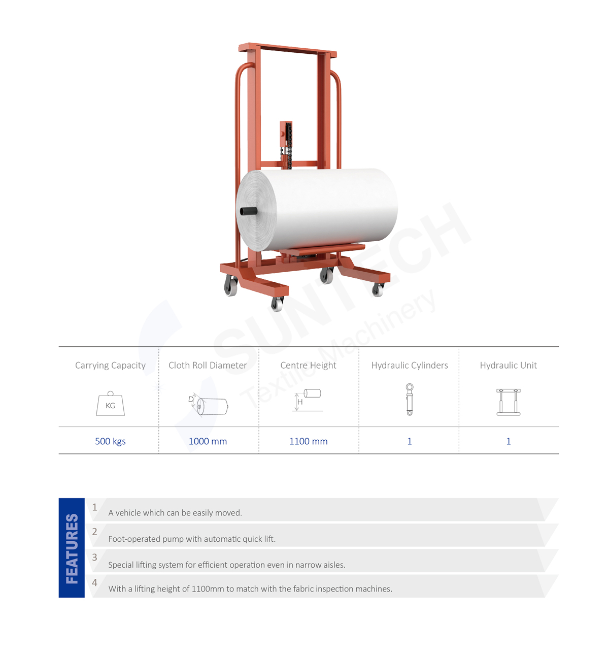 ST-HBT-07I HYDRAULIC FABRIC BEAM TRANSPORT TRUCK