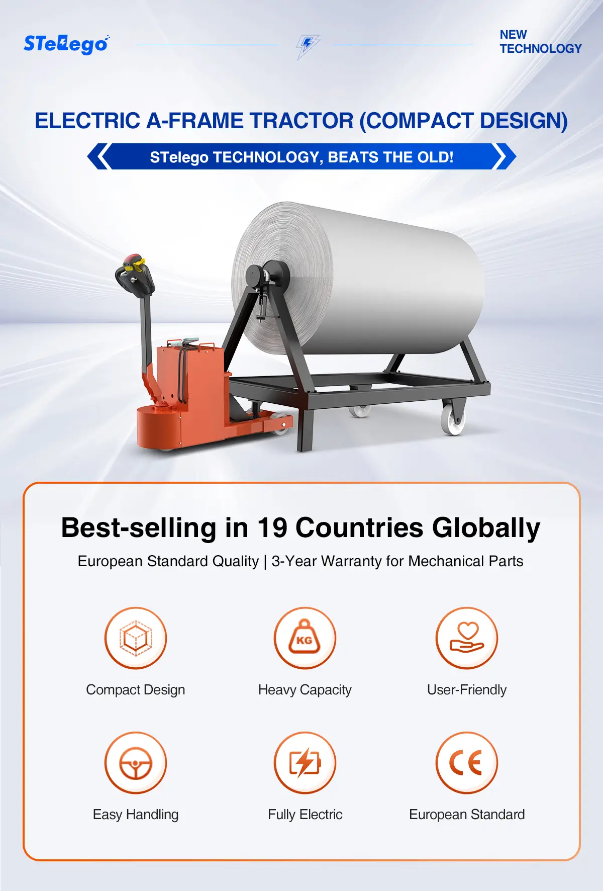 Electric A-frame Tow Tractor(Compact Type) | Tow Trolley | SUNTECH